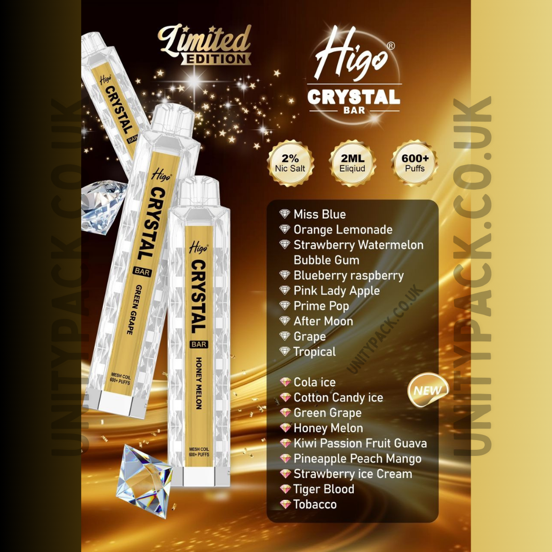 HIGO CRYSTAL 600 PUFFS DISPOSABLE VAPE – UNITY PACK